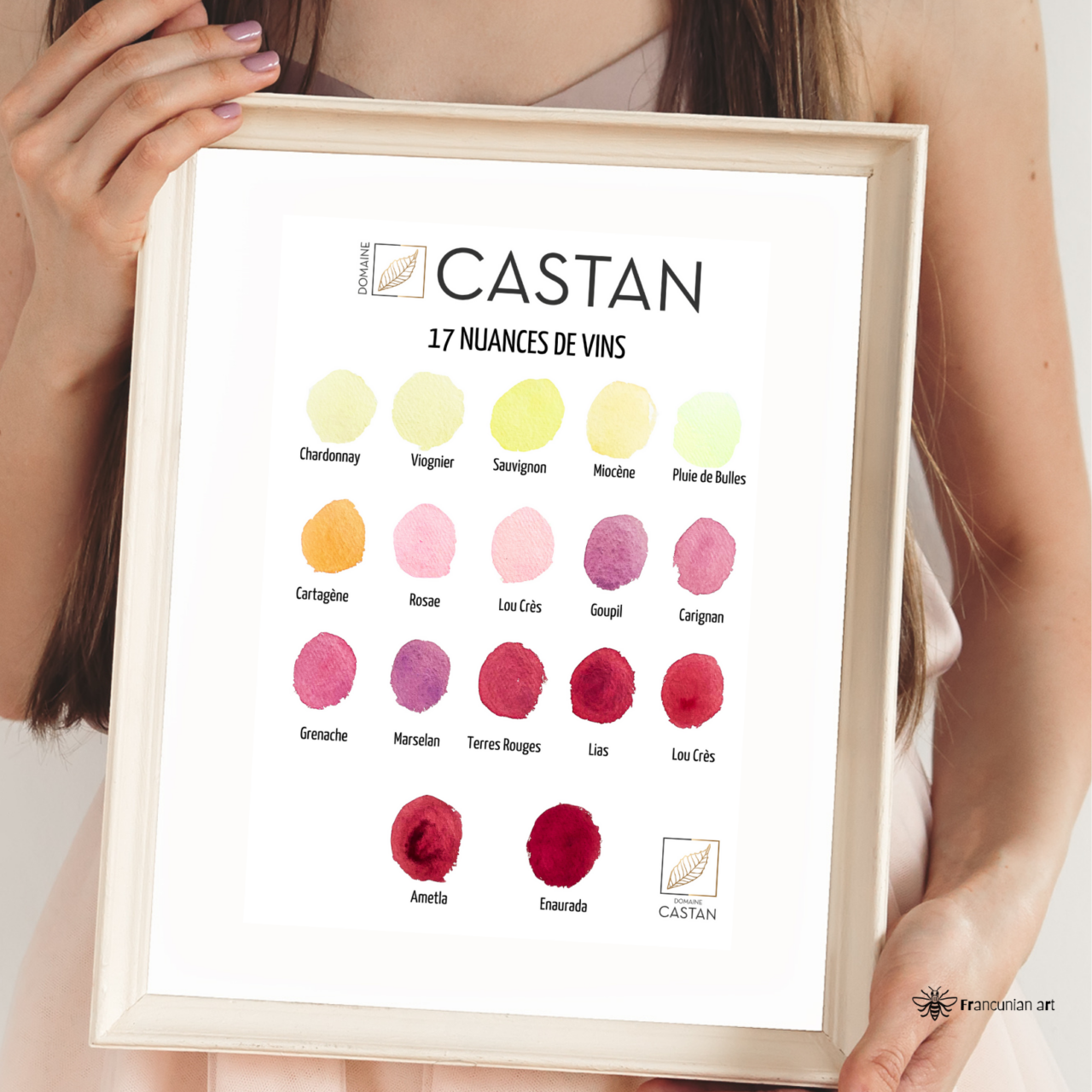 Aquarelle artisanale "couleurs du vin" - Valérie Castan